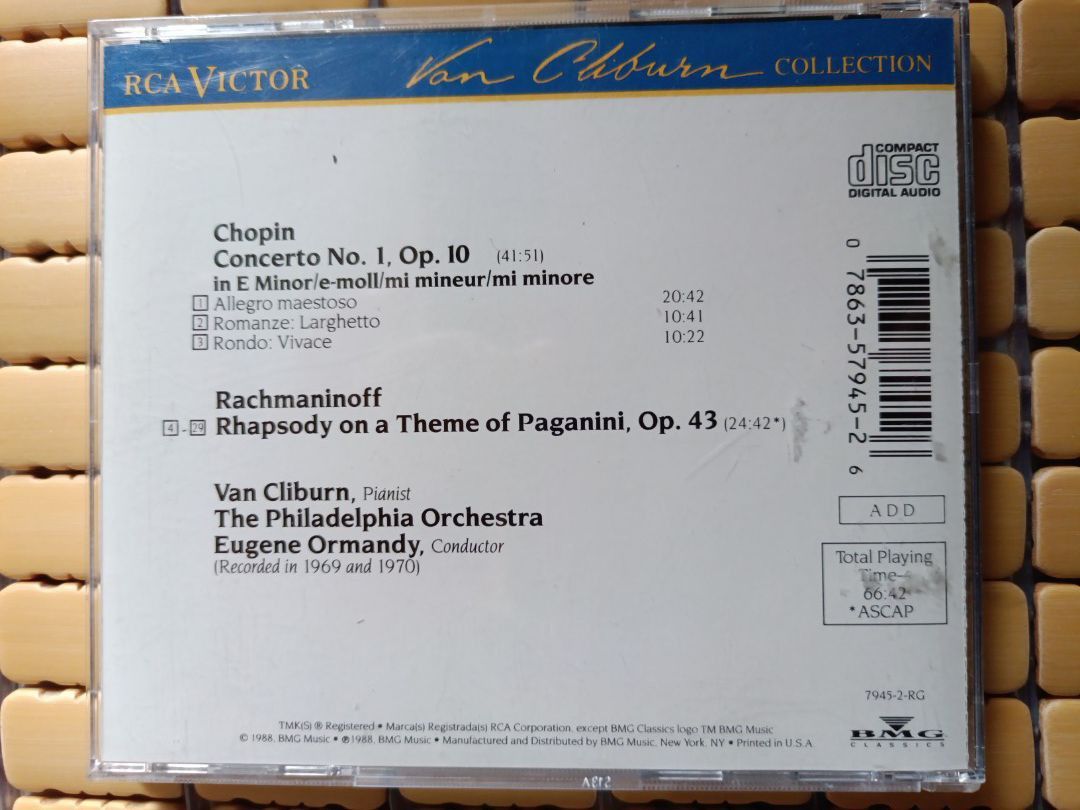 Chopin-piano concerto no.1 / Rachmaninoff - Rhapsody on a Theme of Paganini (Cliburn / Ormandy ...