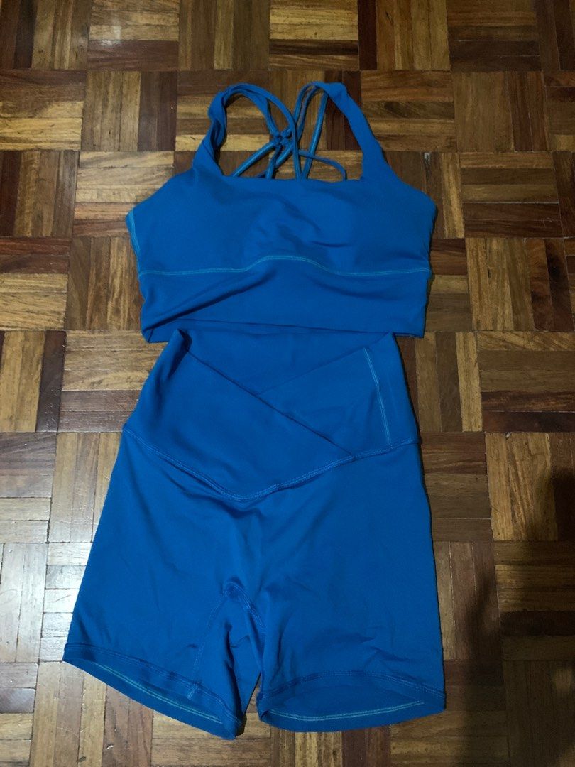Cobalt Blue Sports Bra and Shorts Workout Set on Carousell