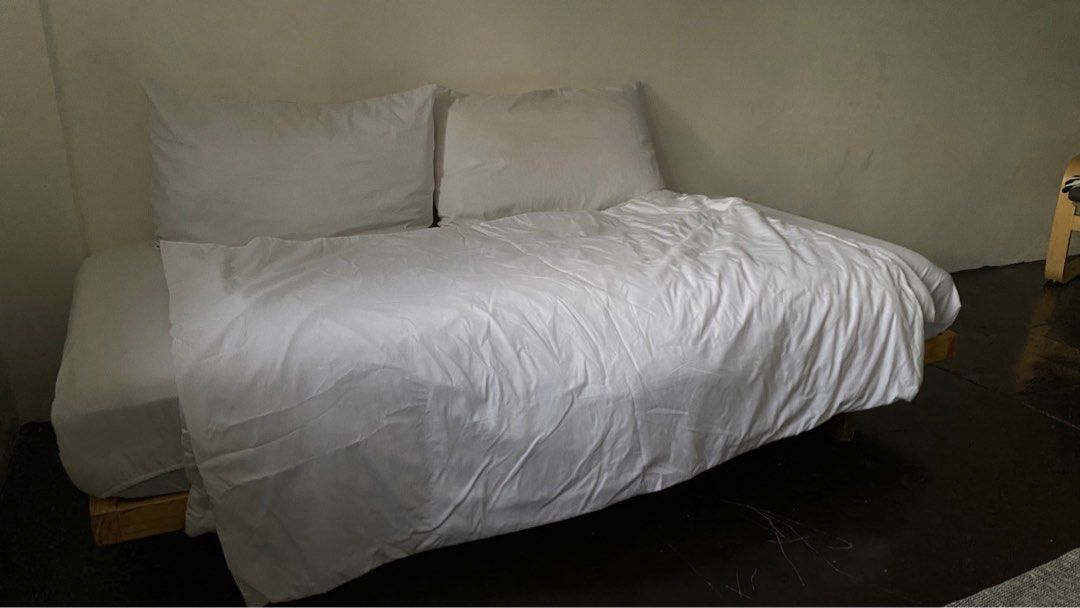 Complete single bed set with linens, Furniture & Home Living, Furniture ...