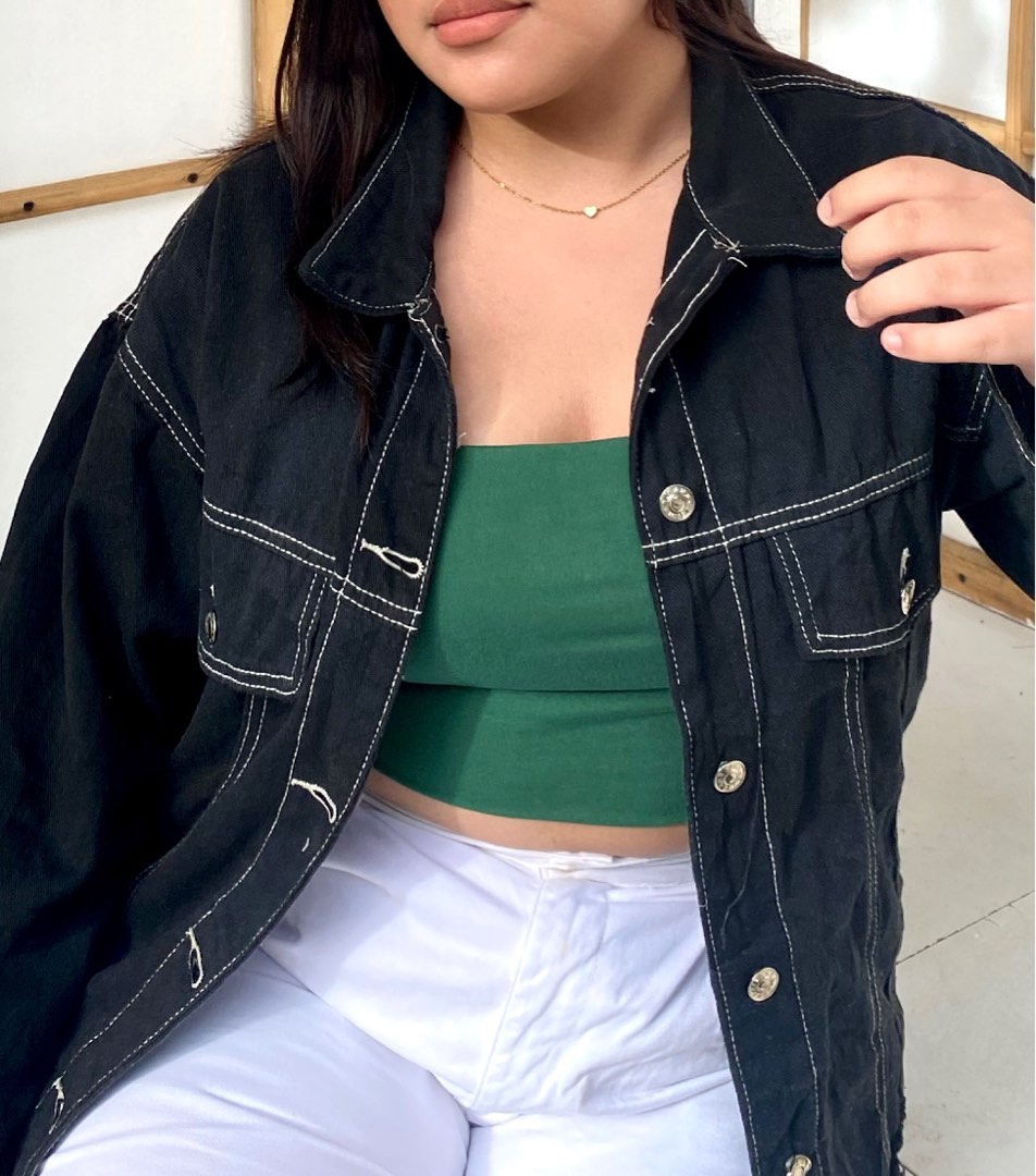 Contrast stitch denim jacket on Carousell