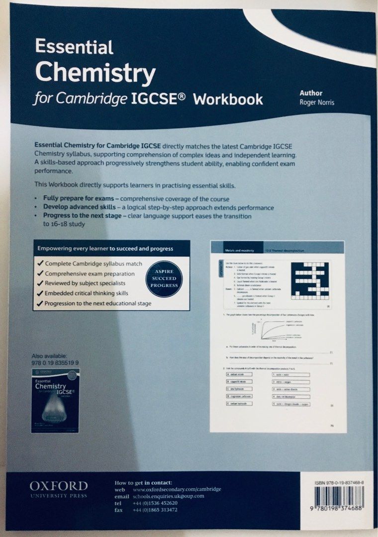Essential CHEMISTRY workbook IGCSE Oxford, Hobbies & Toys, Books ...