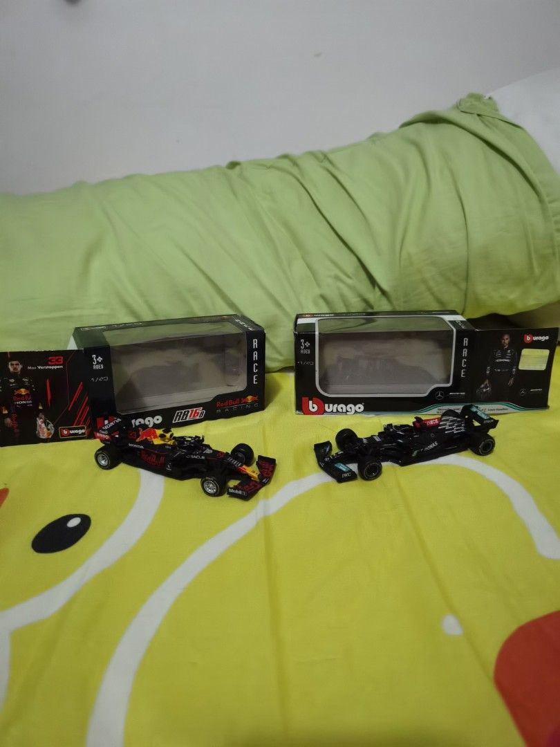 F1 collectable toy cars (lewis halmilton and max verstappen), Hobbies ...