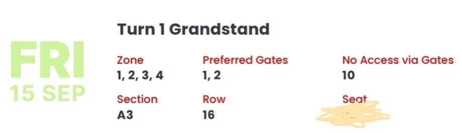 F1 turn 1 grandstand 3 tickets Friday, Tickets & Vouchers, Event ...
