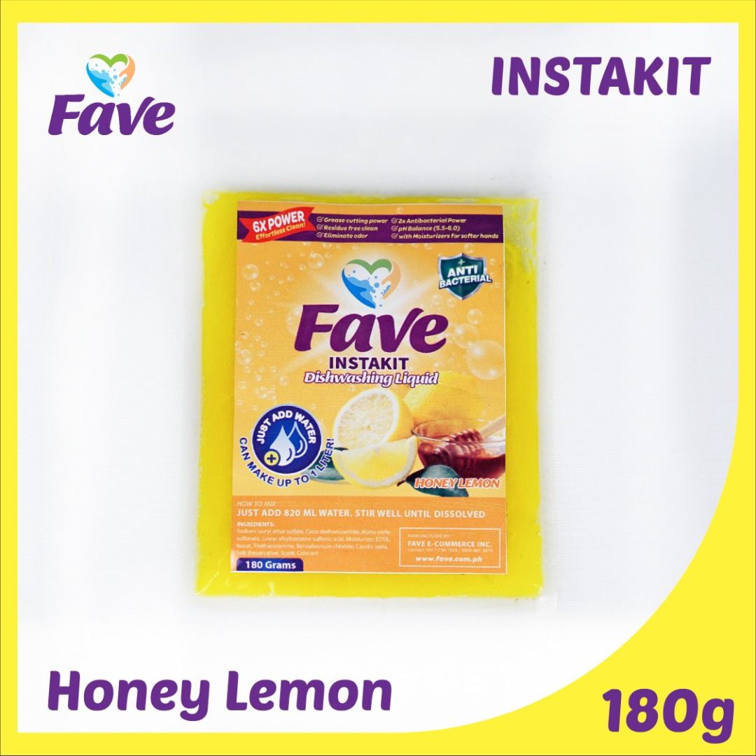 Fave Dishwashing Liquid Kit 180g (Honey Lemon) 6x Antibacterial ...