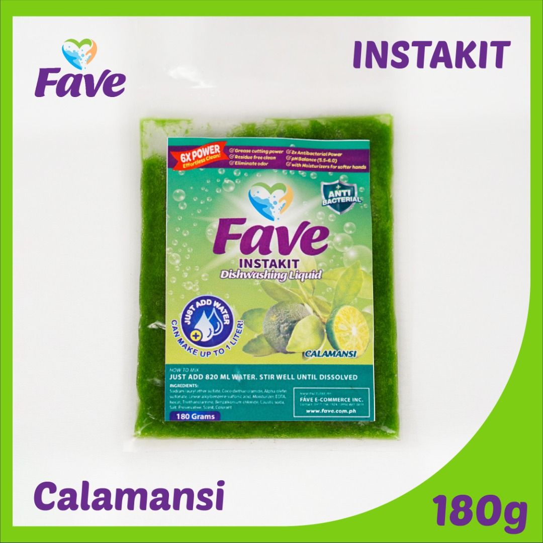 Fave Dishwashing Liquid Kit 180g (Calamansi) 6x Antibacterial ...