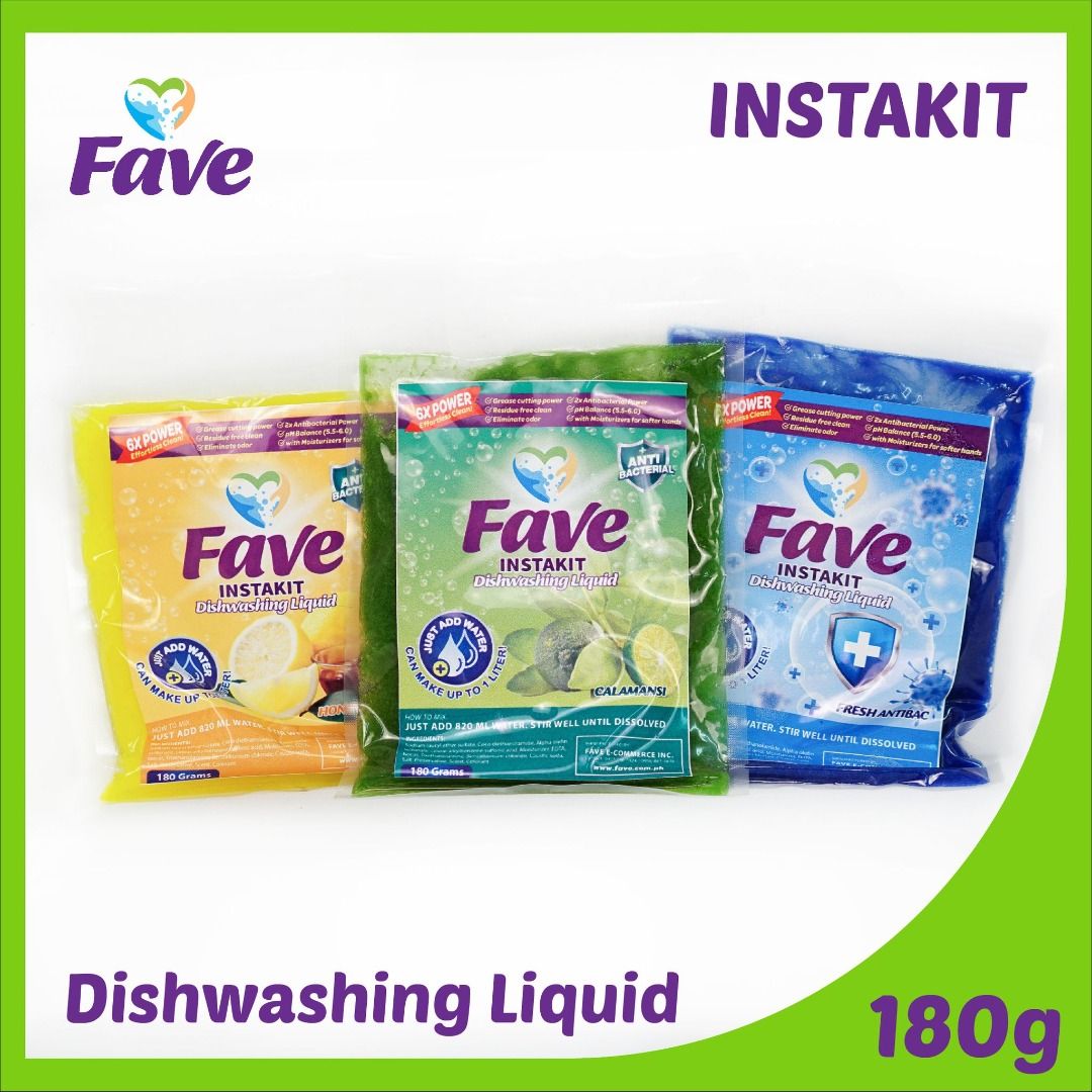 Fave Dishwashing Liquid Kit 180g (Calamansi) 6x Antibacterial ...