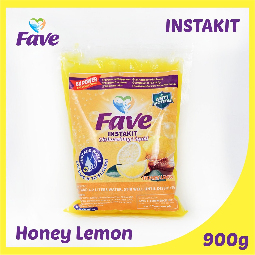 Fave Dishwashing Liquid Kit 900g (Honey Lemon) 6x Antibacterial ...