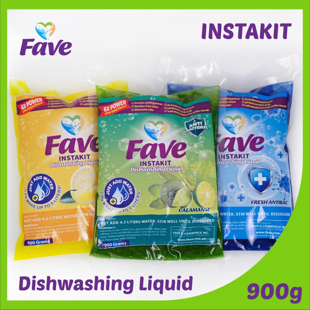Fave Dishwashing Liquid Kit 900g (Fresh Antibac) 6x Antibacterial ...