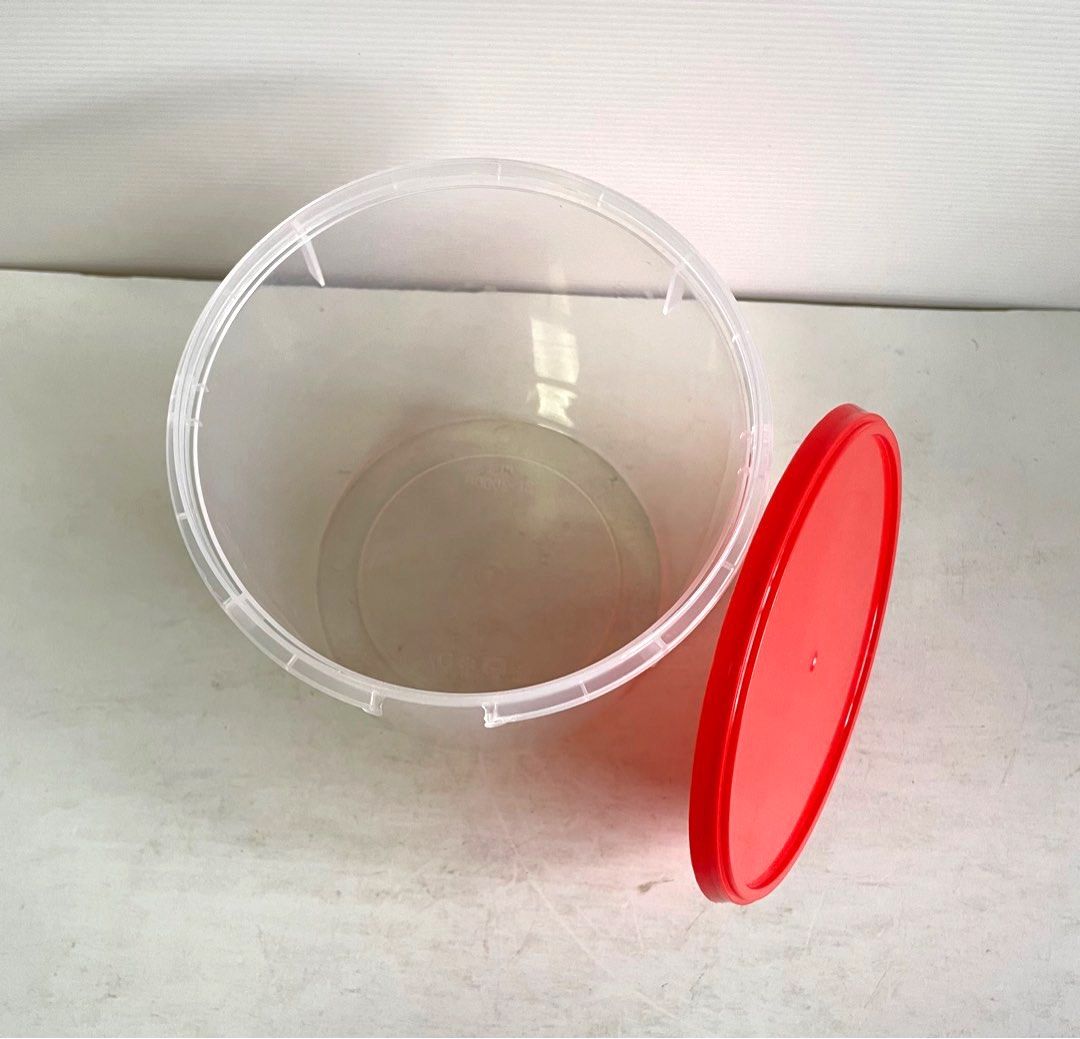 FWP Plastic Container with Red lid MS-SL2000B 15x15cm, Furniture & Home ...