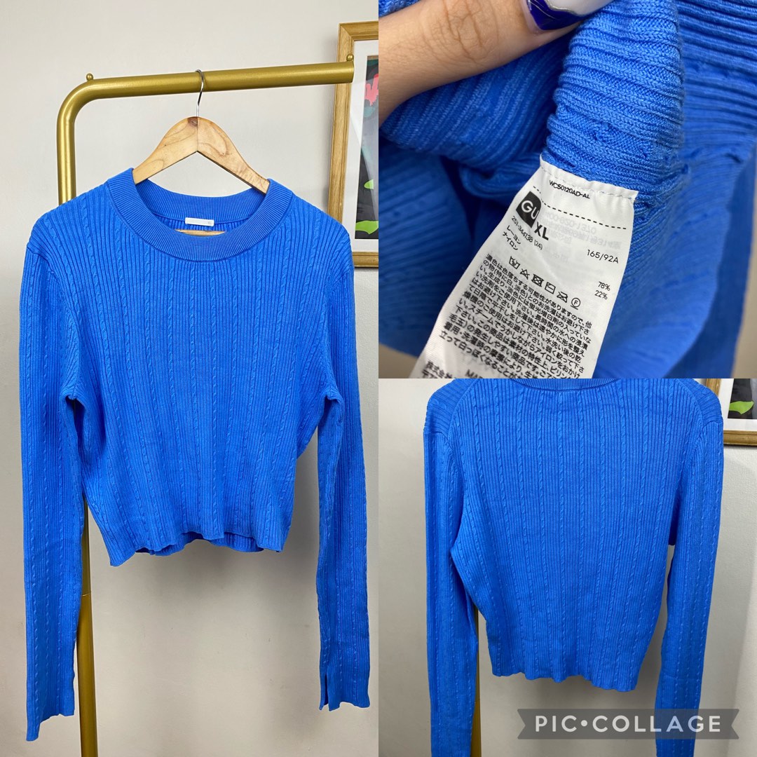 GU JAPAN CABLE KNIT LONGSLEEVE TOP, Women's Fashion, Tops, Longsleeves ...