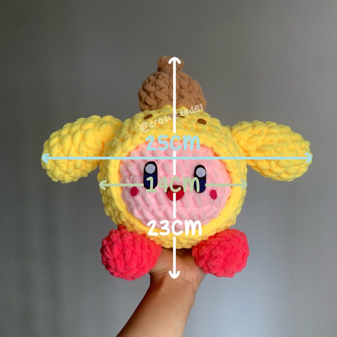 handmade crochet puro-kirby kirby in a pompompurin costume sanrio ...