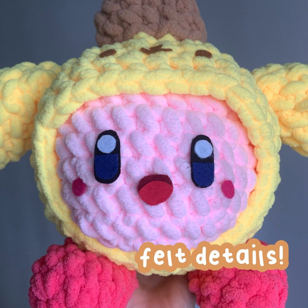 handmade crochet puro-kirby kirby in a pompompurin costume sanrio ...