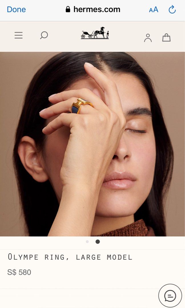 Hermes Olympe Ring large model Hermes ring gold hardware gold leather H ring with gold Madame ...