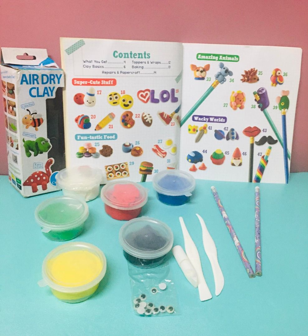 High Quality Air Dry Clay Set with DIY Eraser Clay Book on Carousell