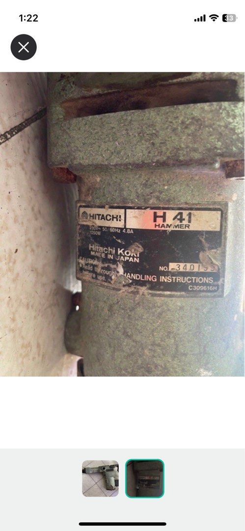 Hitachi concrete hacking machine H41 Hammer, Furniture & Home Living ...
