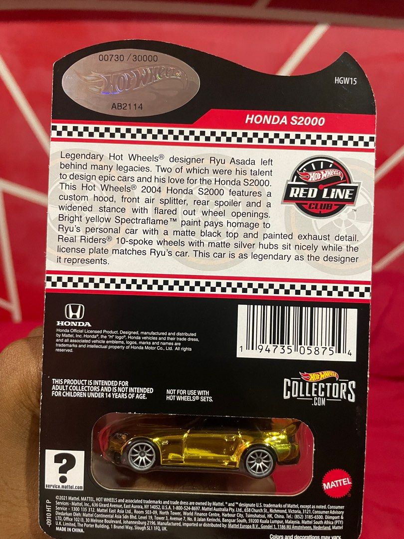 Hotwheels RLC 3 digit sn Honda S2000 Gold, Hobbies & Toys, Toys & Games ...