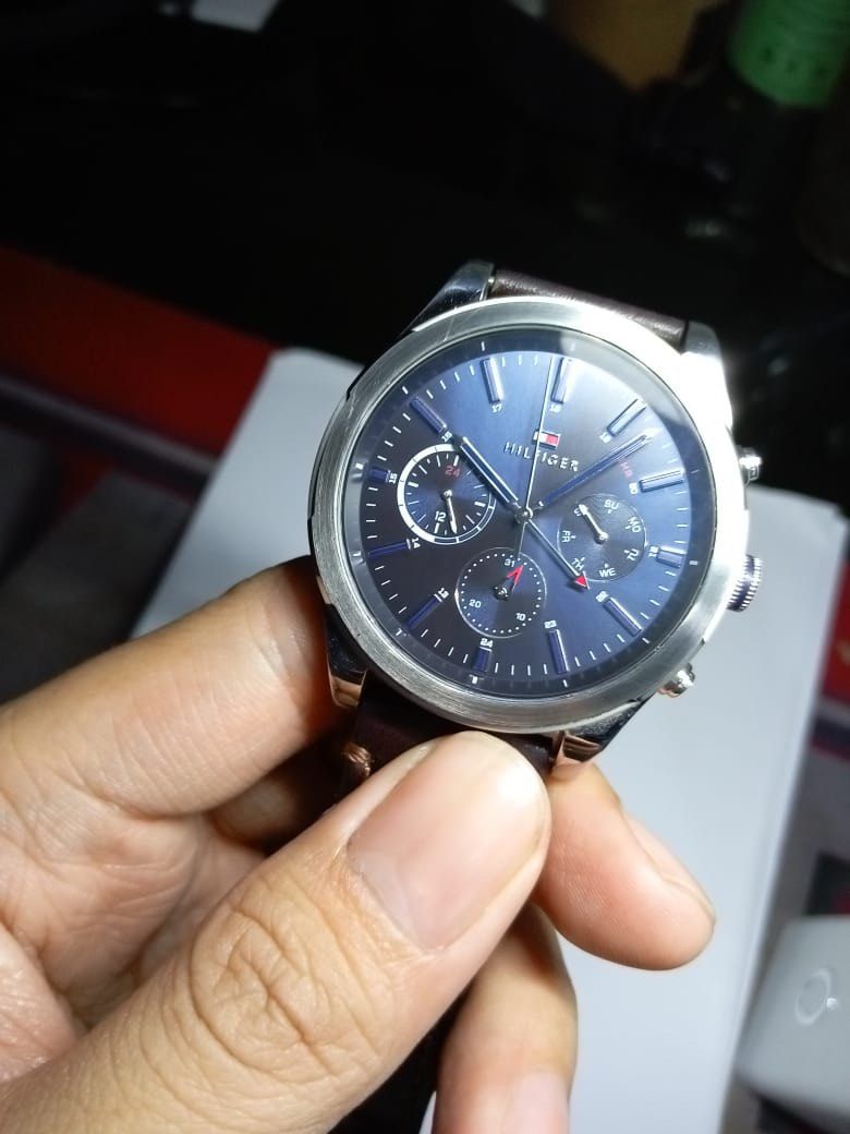 Jam Tangan Pria Tommy Hilfiger Ashton 1791741 Blue Dial Brown Leather ...