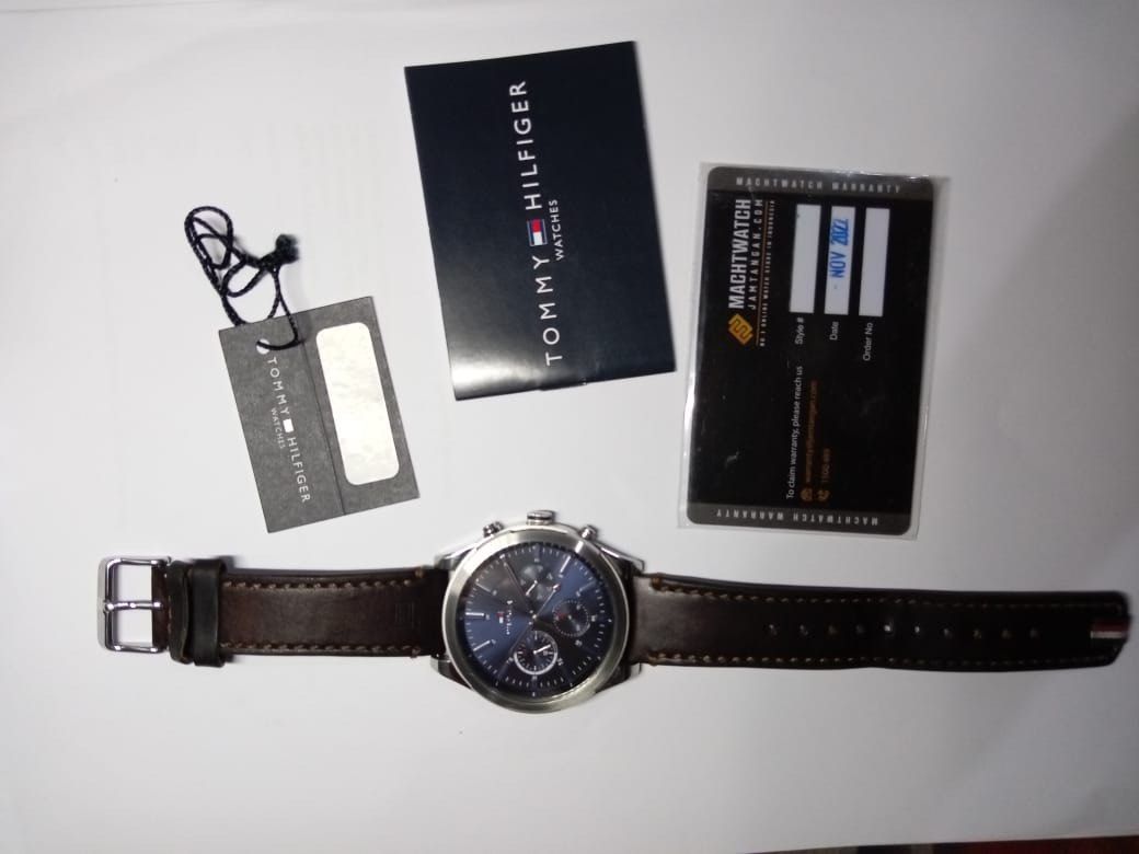Jam Tangan Pria Tommy Hilfiger Ashton 1791741 Blue Dial Brown Leather ...
