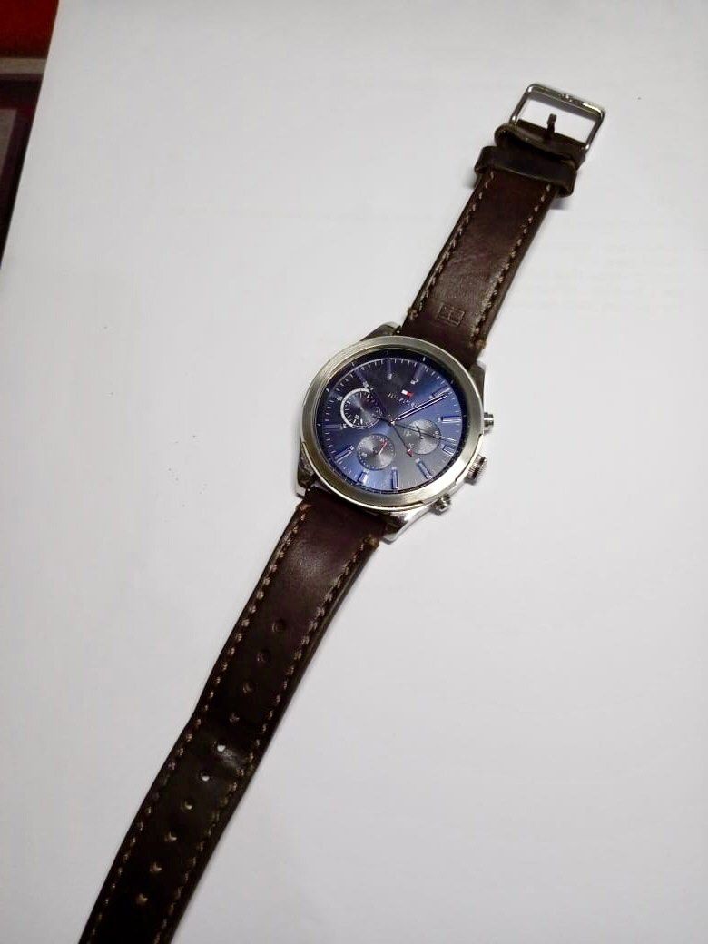 Jam Tangan Pria Tommy Hilfiger Ashton 1791741 Blue Dial Brown Leather ...