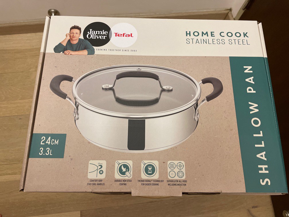 Jamie Oliver x Tefal Home Cook 24cm Shallow Pan With Lid, Furniture ...
