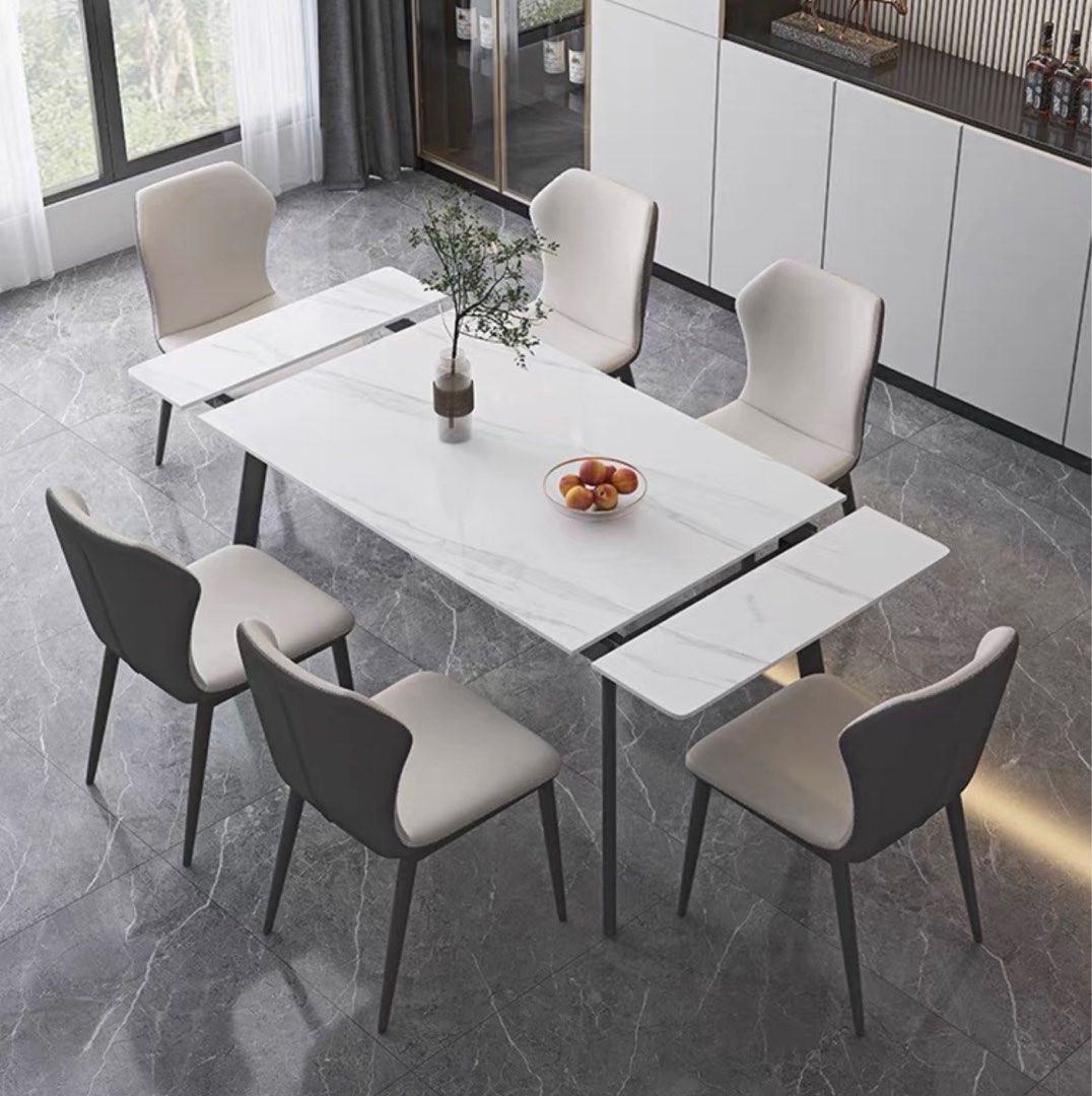JUO Modern Extendable Sintered Stone Dining Table, Furniture & Home ...