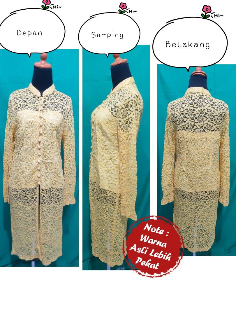KB - 14 / Kebaya Long Tunik / Long Yellow Kebaya / Kebaya Panjang ...