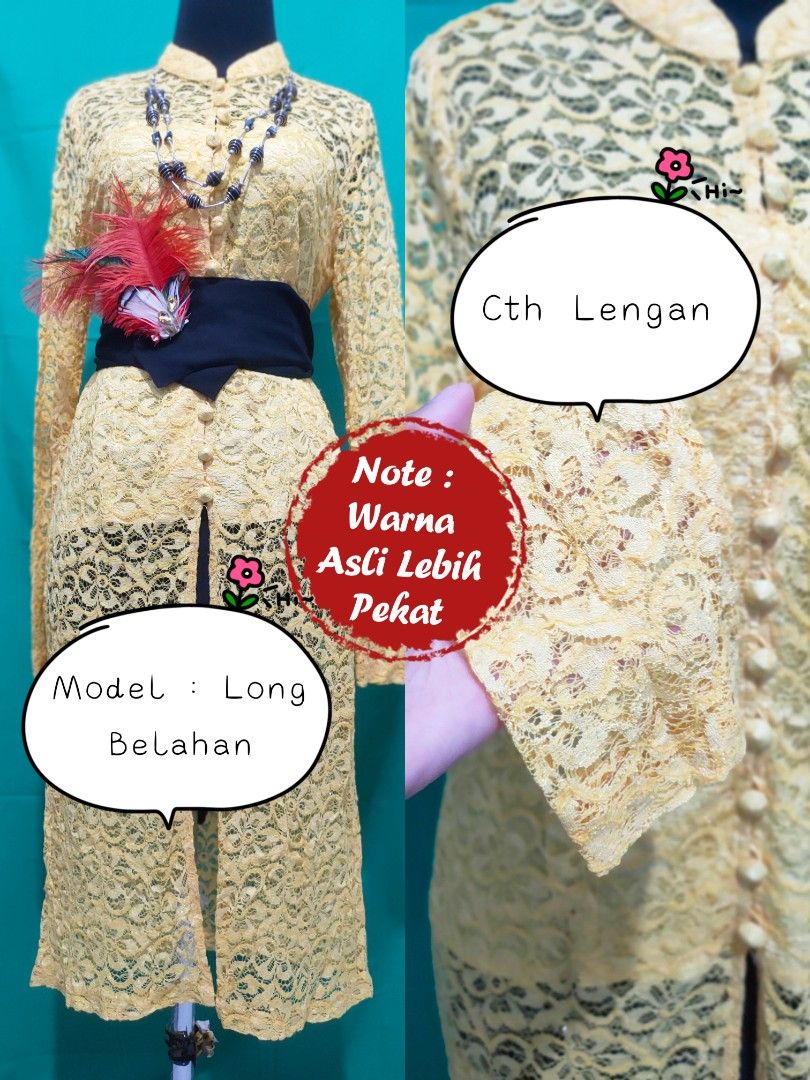 KB - 14 / Kebaya Long Tunik / Long Yellow Kebaya / Kebaya Panjang ...