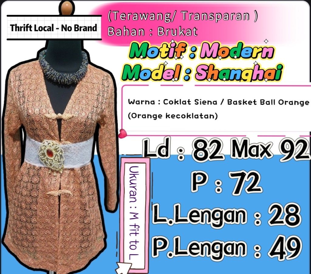 KB - 21 / Kebaya Modern / Kebaya Transparan / Kebaya Orange / Kebaya ...