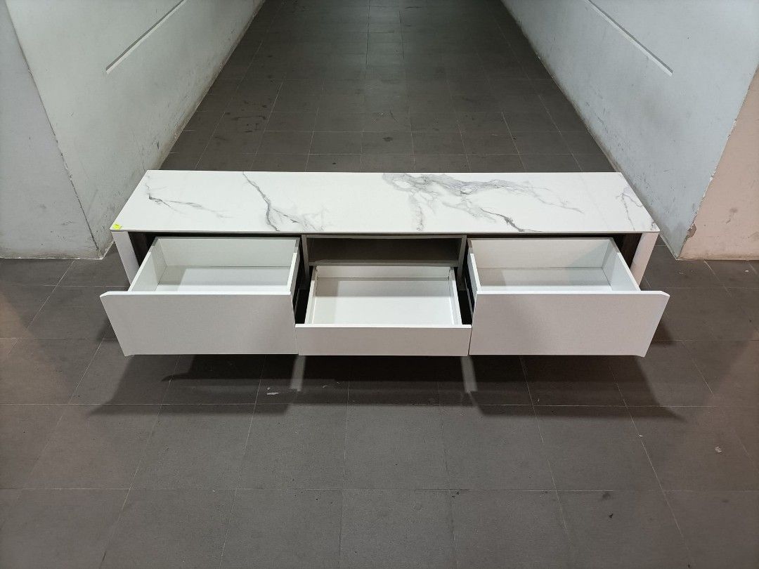 KLAUS TV Console in WHITE with Sintered Stone Top, Furniture & Home Living, Furniture, TV ...