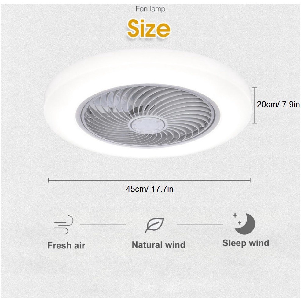 LED Ceiling Fan Light Round Ceiling Light with Fan With Remote Control ...