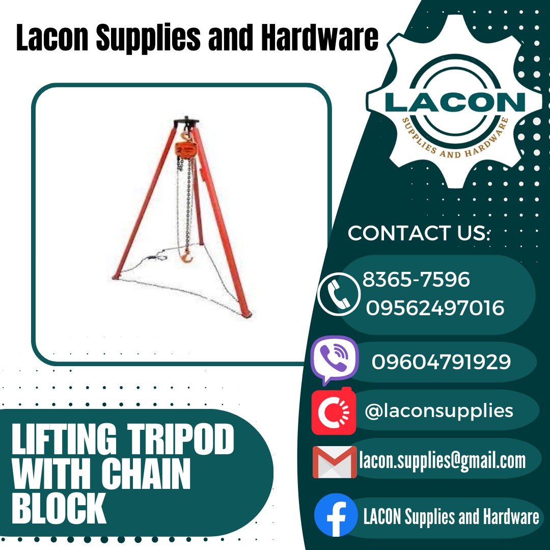 LIFTING TRIPOD WITH CHAIN BLOCK, Commercial & Industrial, Construction ...