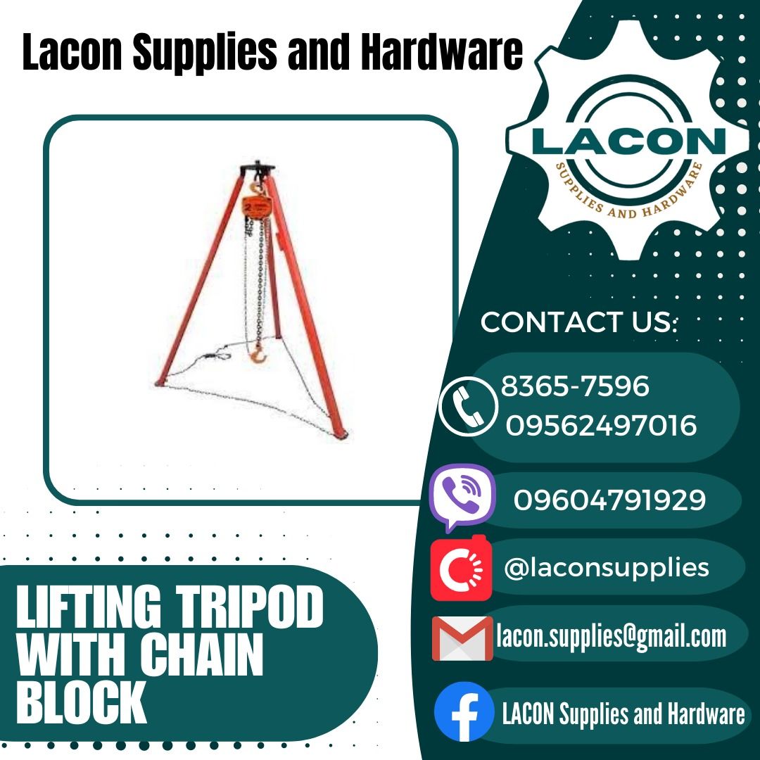 LIFTING TRIPOD WITH CHAIN BLOCK, Commercial & Industrial, Construction ...