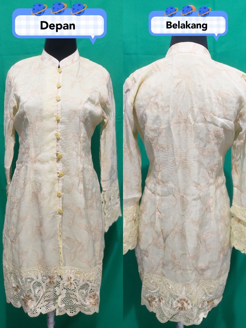 KB - 15 / Long Kebaya Tunik / Kebaya Panjang /Kebaya Kuning / Kebaya ...