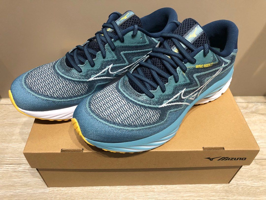新貨Mizuno Men Wave Rider 27 SSW Blue 男裝 路跑鞋 跑步鞋, 男裝, 鞋, 波鞋 - Carousell