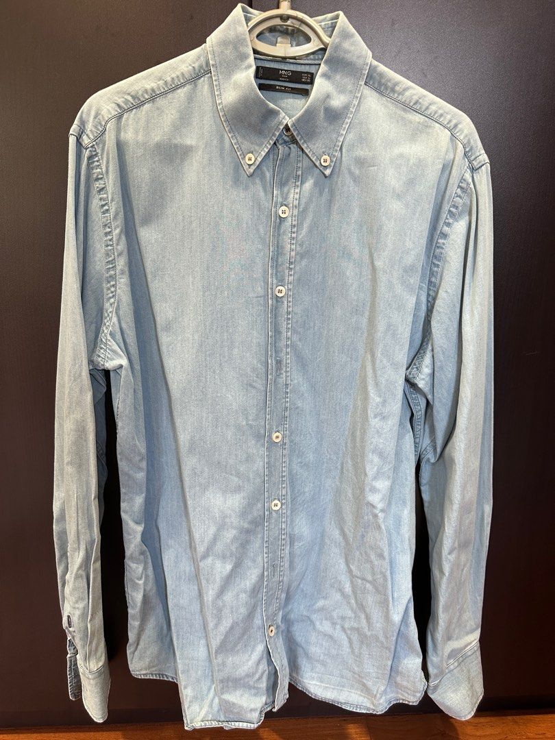 MNG Denim Shirt, Men's Fashion, Tops & Sets, Formal Shirts on Carousell
