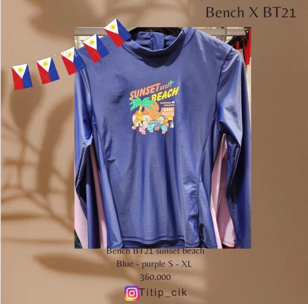 Pre order bench x bts bt21 army kpop baju renang tangan panjang, K-Wave ...