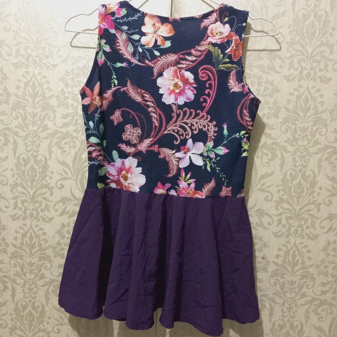 Purple Dress bunga top, Fesyen Wanita, Pakaian Wanita, Atasan di Carousell