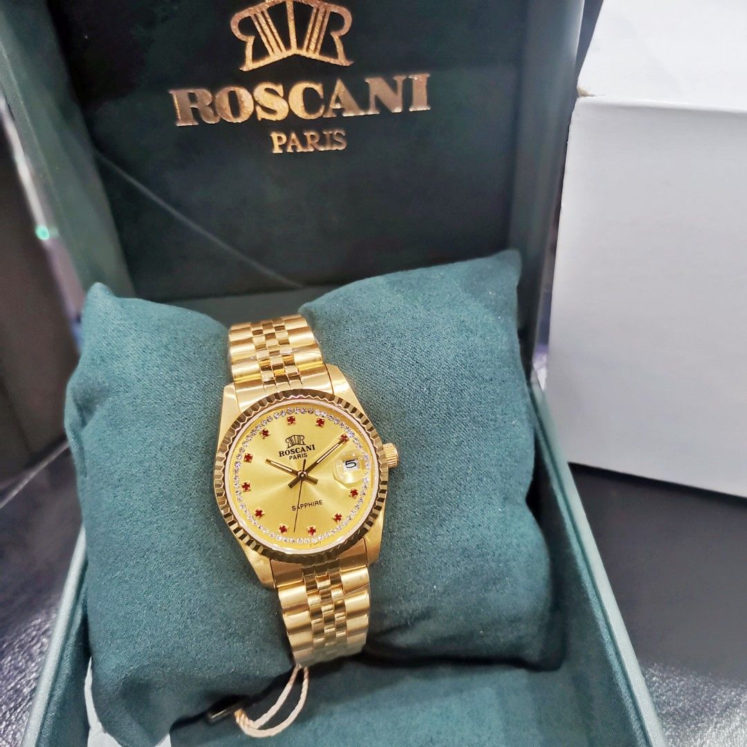Roscani Ladies Watch Gold Sapphire Watch, Women's Fashion, Watches ...