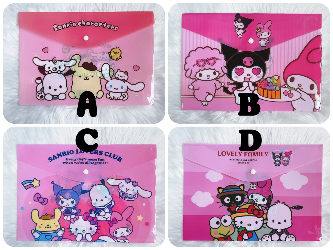 Sanrio Family A4 File Folder Button File Organizer Document Bag ...