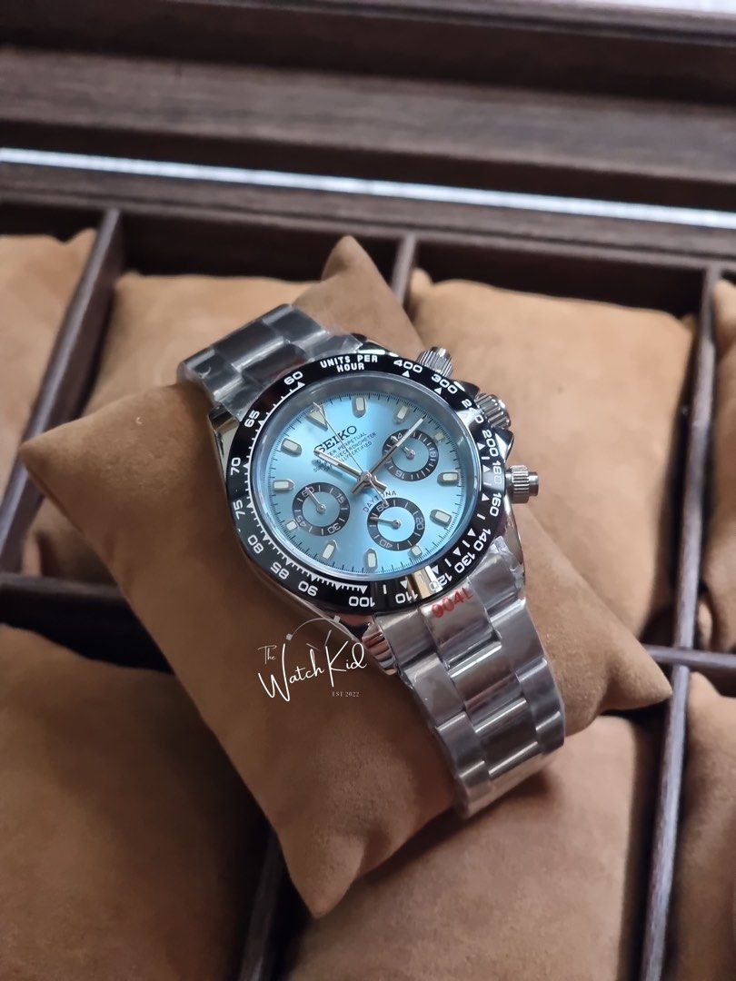 Seiko Daytona Ice Blue Mod, Men's Fashion, Watches & Accessories ...