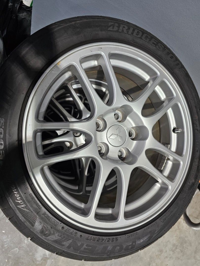 Stock Evo 9 Rims 17", Car Accessories, Tyres & Rims on Carousell