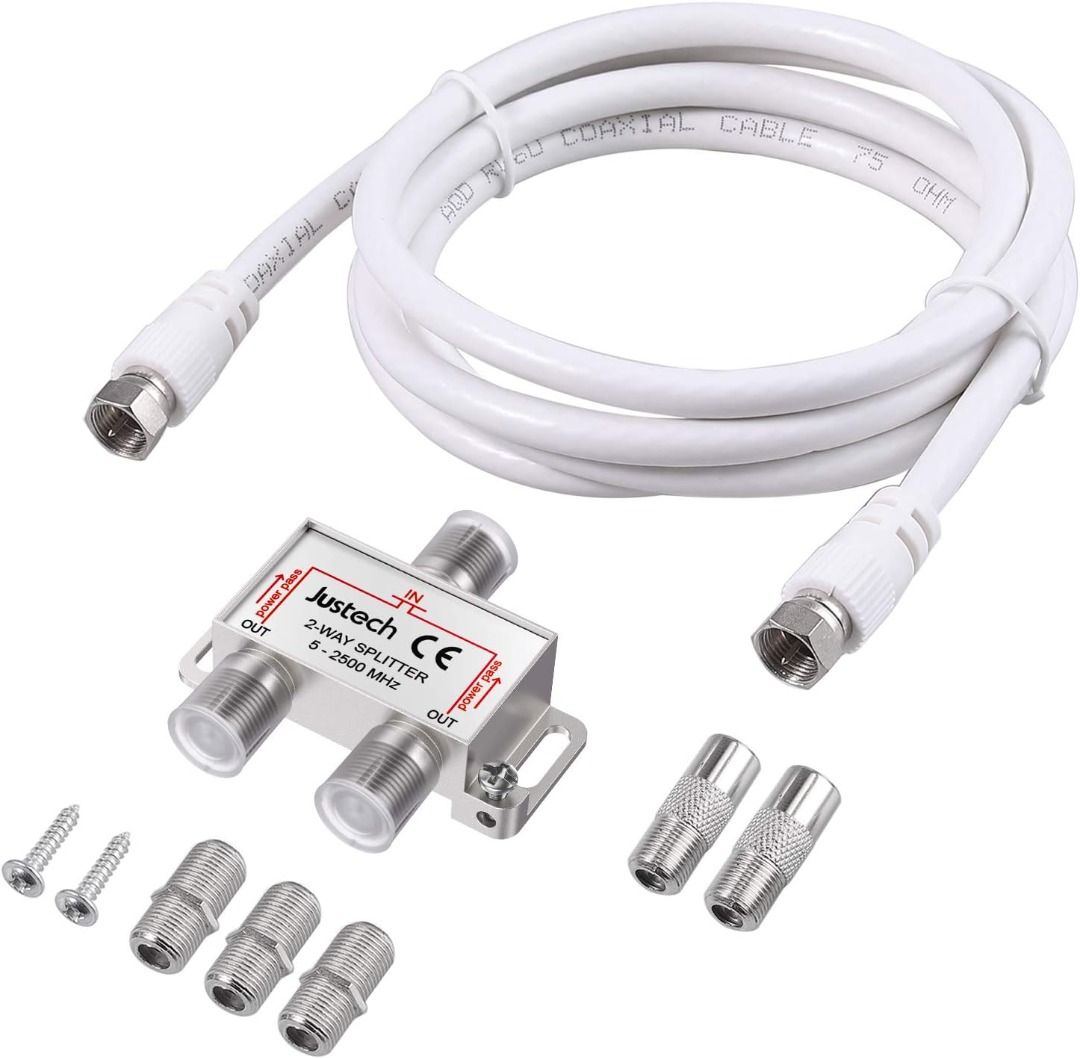 [Stockist.SG] Justech TV Aerial Splitter 2 Way Satellite Splitter F ...