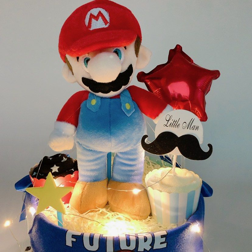Ready stock- Super Mario Diaper Cake, Babies & Kids, Bathing & Changing ...