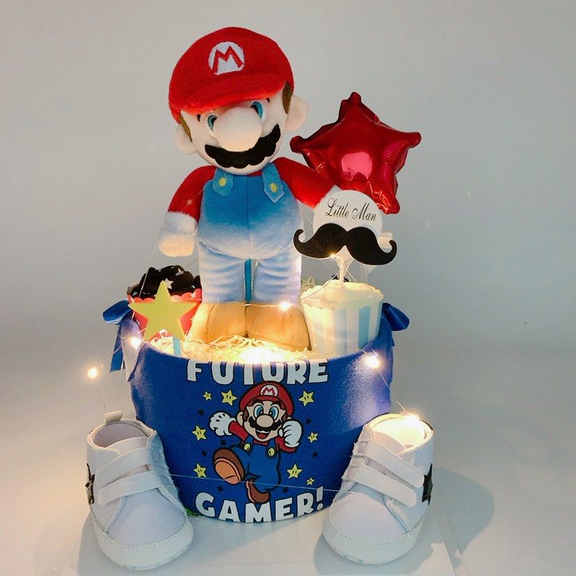 Ready stock- Super Mario Diaper Cake, Babies & Kids, Bathing & Changing ...