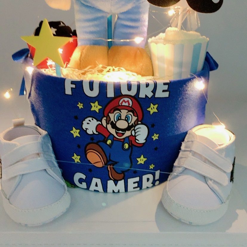 Ready stock- Super Mario Diaper Cake, Babies & Kids, Bathing & Changing ...