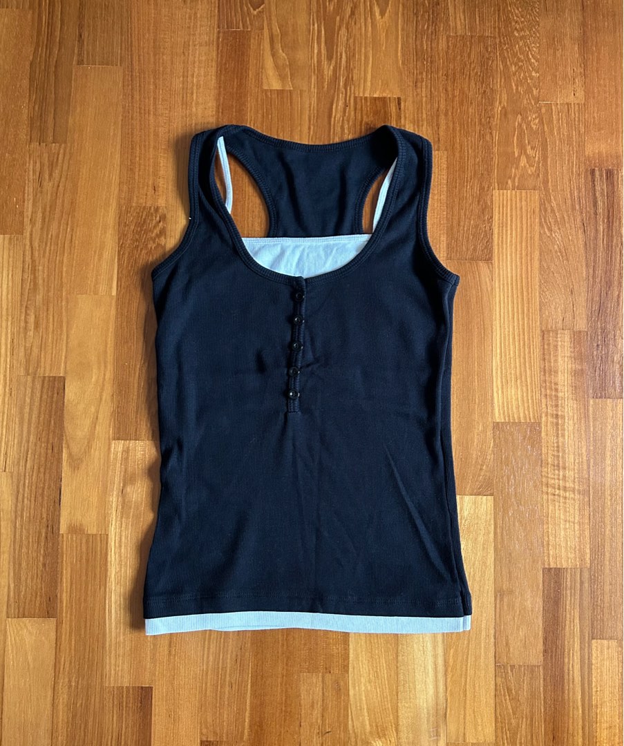 thrifted vintage y2k two piece layered racer back halter camisole tank ...