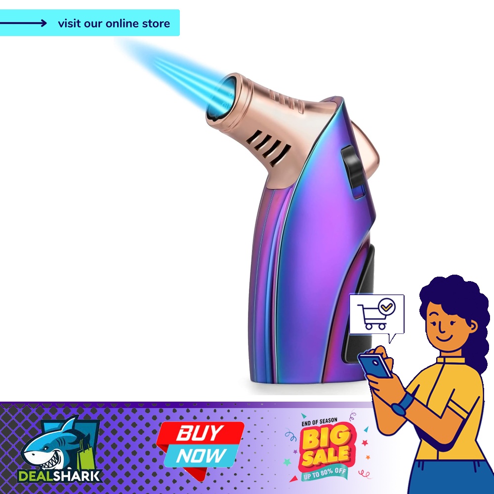 Torch Lighter, Windproof Triple Jet Flame Butane Lighter with Safety ...