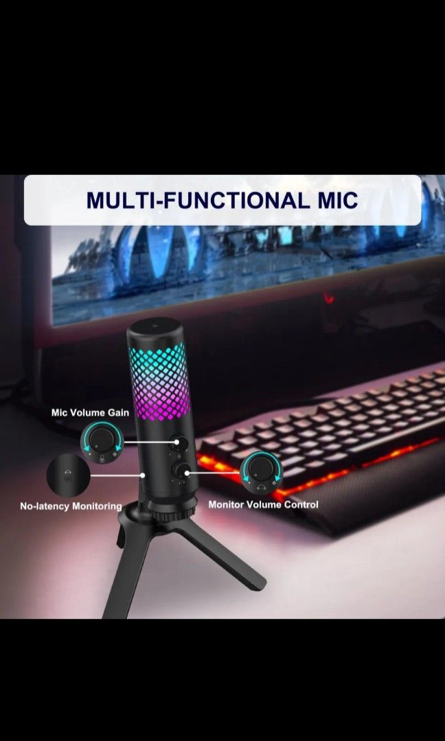 USB RGB Gaming Microphone, Audio, Microphones on Carousell