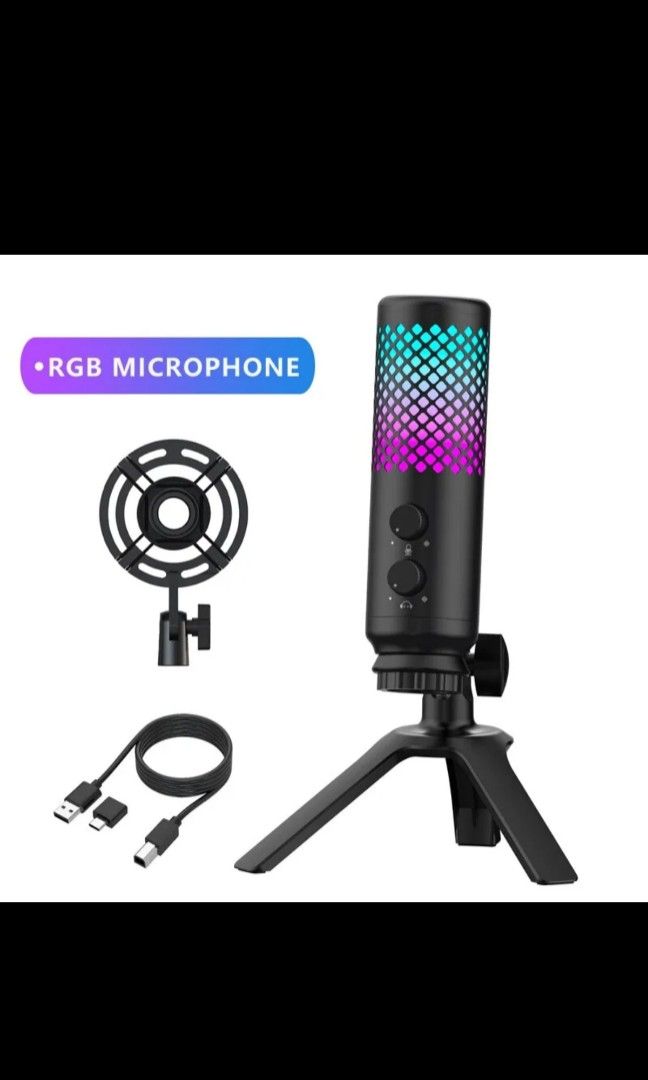 USB RGB Gaming Microphone, Audio, Microphones on Carousell