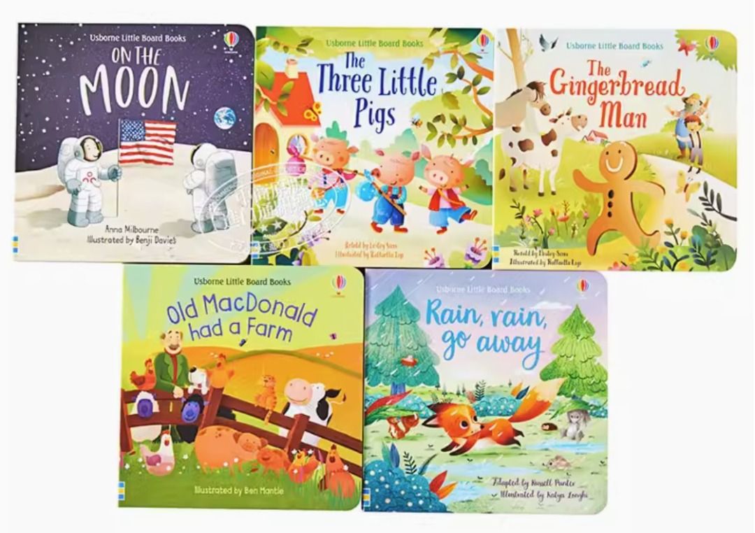 Usborne Little Board Books Collection Rain Rain go away/Old MacDonald ...